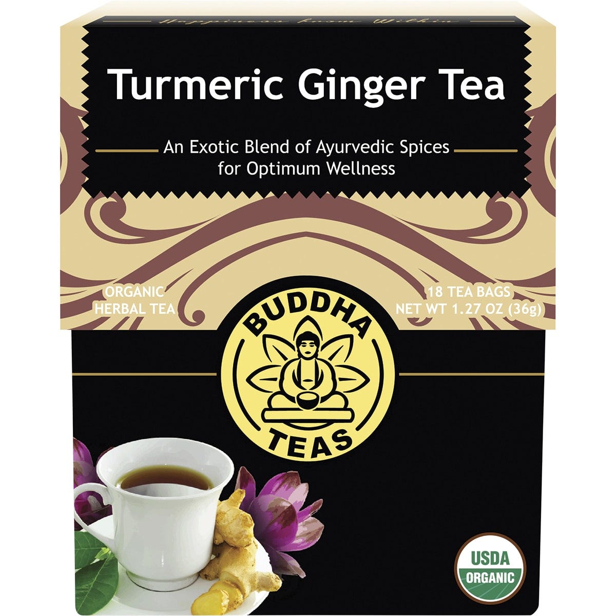Buddha Teas Organic Herbal Tea Bags Turmeric Ginger Tea – Mega Health ...
